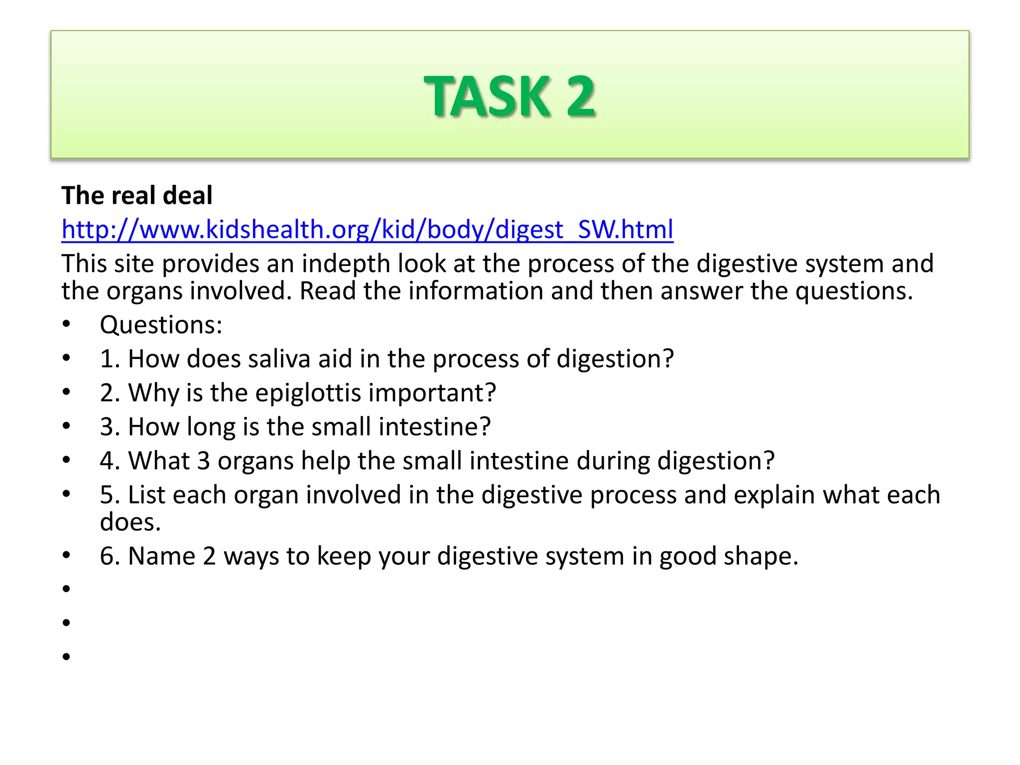 Digestion webquest ok | PPTX