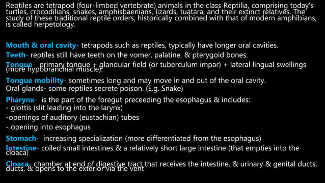 Digestive system of reptiles, birds and mammals | PPTX