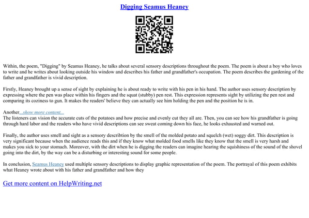 Digging Seamus Heaney | PDF | Poetry | Books and Literature