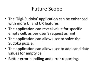 Digi sudoku | PPTX | Programming Languages | Computing