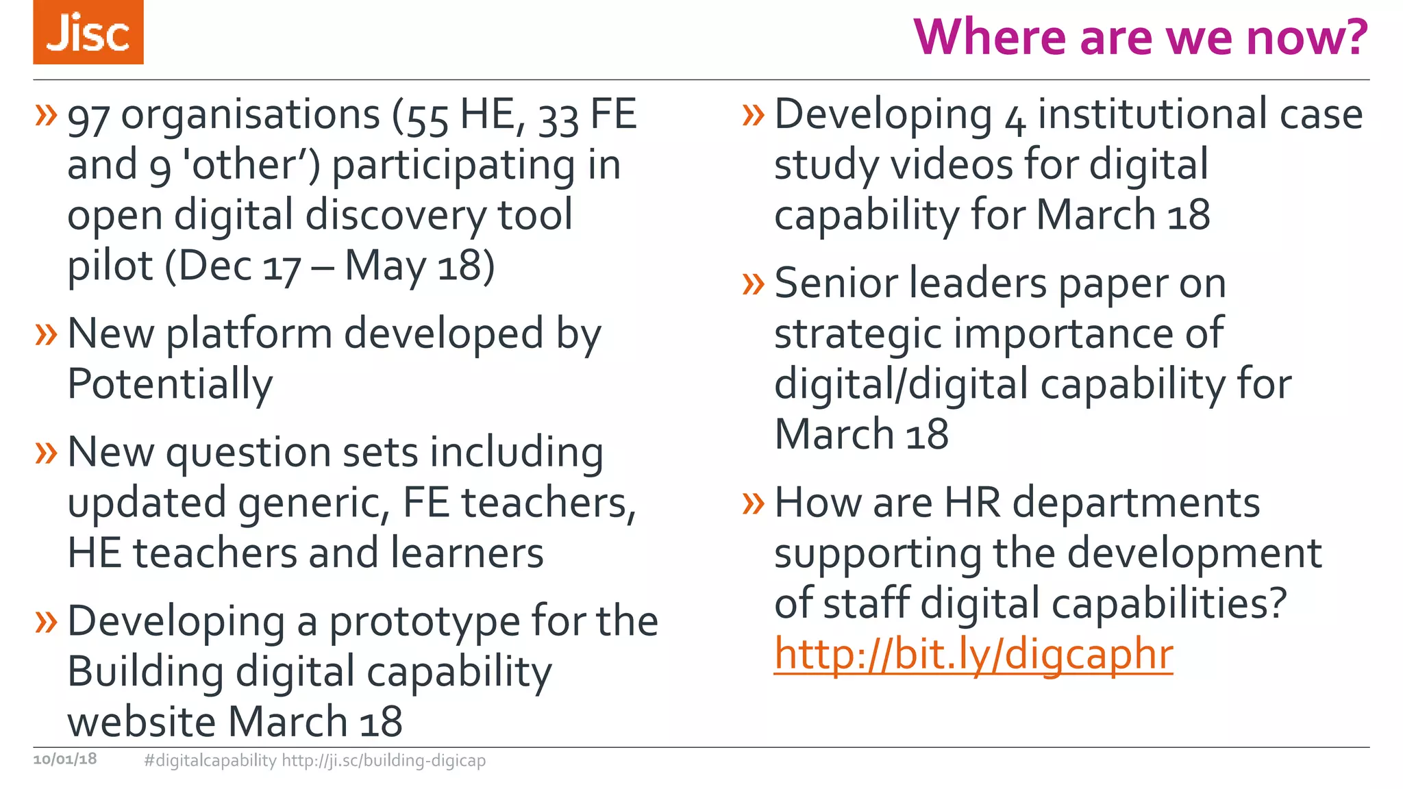 JIsc Digital discovery tool pilot webinar 2018 | PPTX