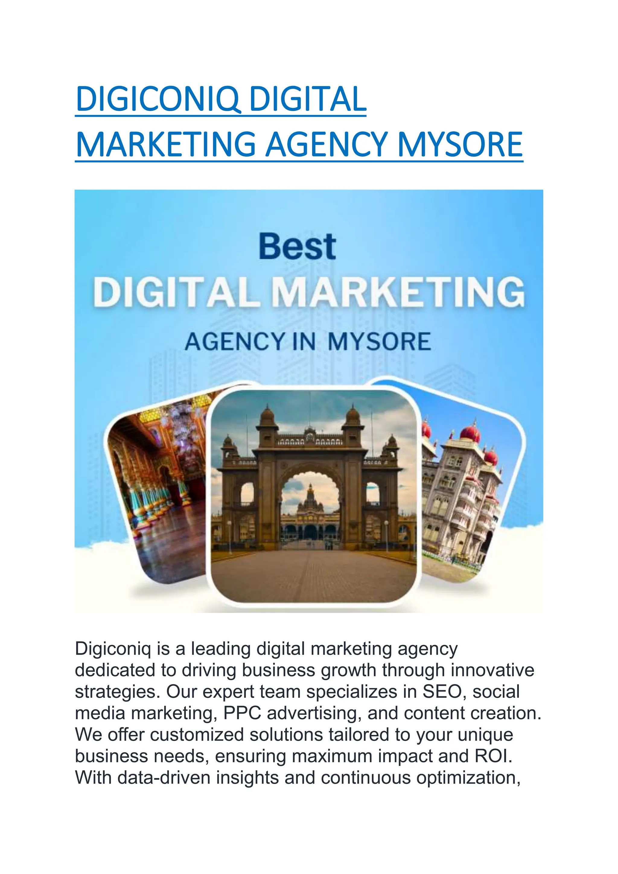DIGICONIQ- Best marketing service providers in Mysore | PDF