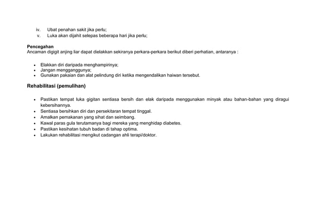 Pertolongan Cemas. Kemalangan digigit anjing | DOCX