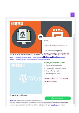 What is Wordpress | What is HTML | Wordpress vs HTML | PDF