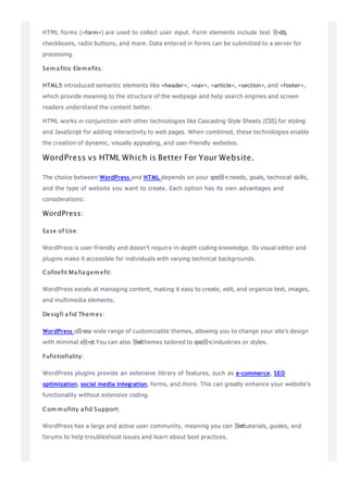 What is Wordpress | What is HTML | Wordpress vs HTML | PDF