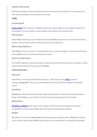 What is Wordpress | What is HTML | Wordpress vs HTML | PDF