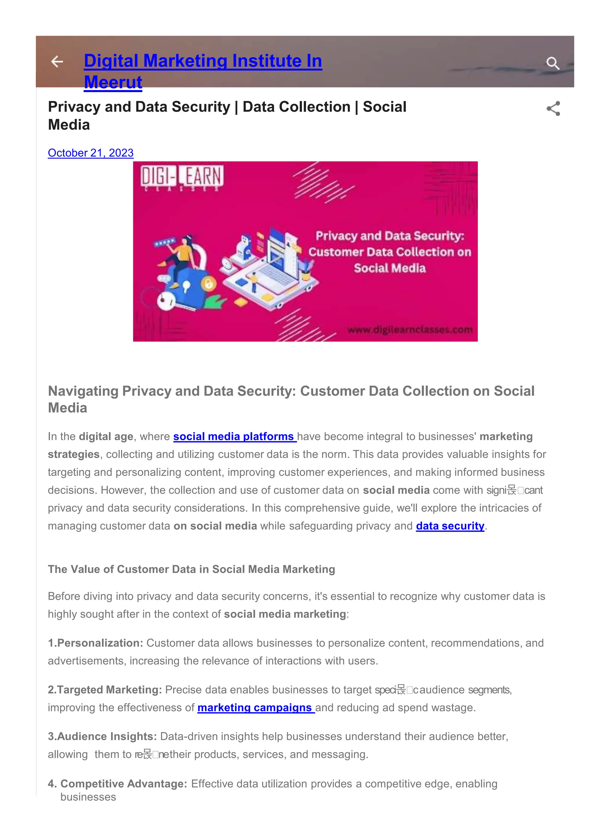 Privacy and Data Security | Data Collection | Social Media | PDF