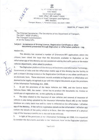 Circular No.25/2018 KERALA POLICE DEPT. – Acceptance of Driving License ...