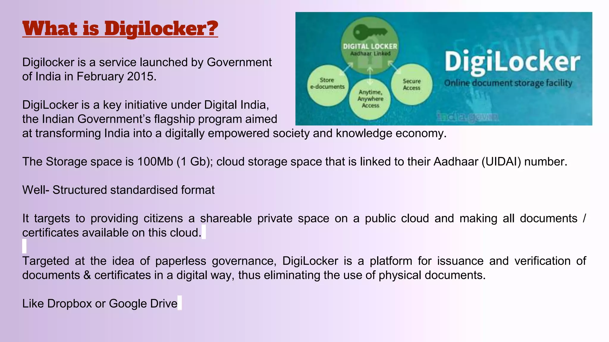 Intoduction to Digilocker | PPTX