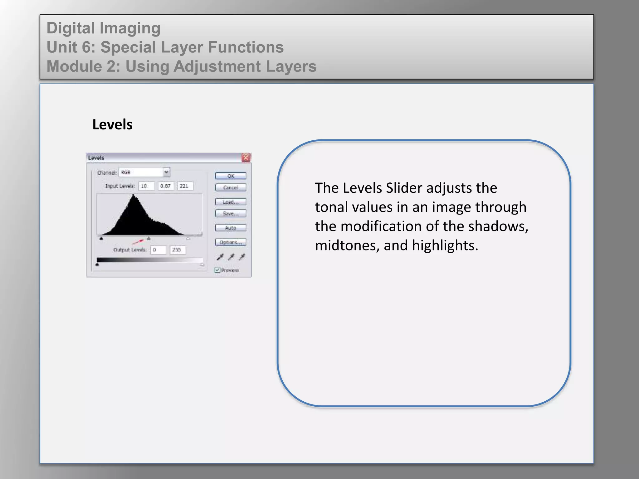 Dig imag unit 6 module 2 using adjustment layers | PPTX