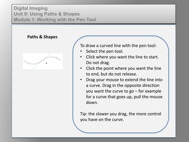 Dig imag unit 9 module 1 working with the pen tool | PPT