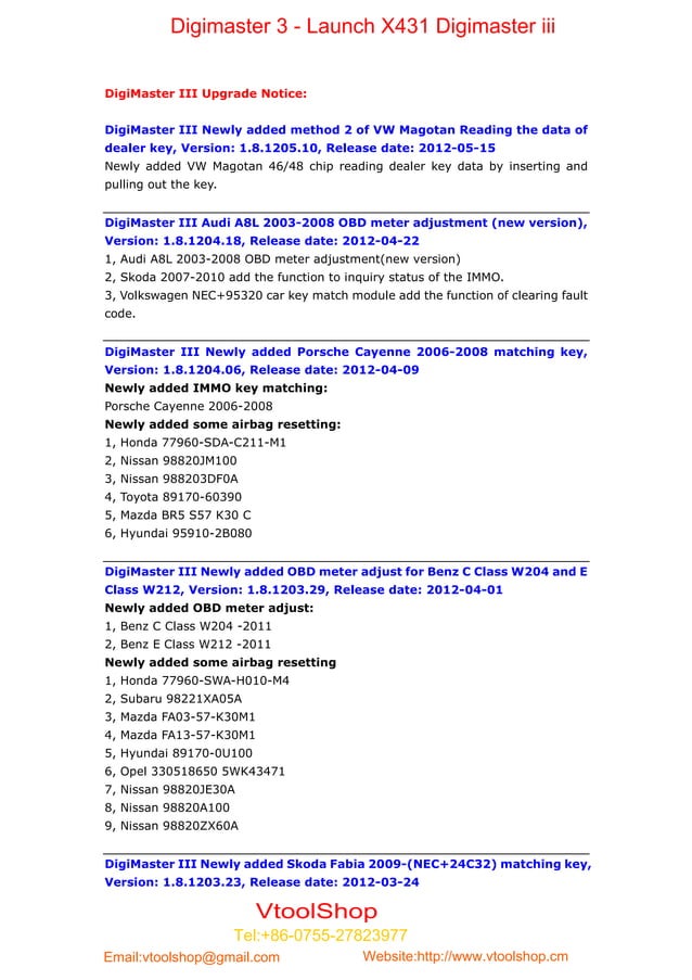 Launch X431 digimaster 3 - Digimasteriii upgrade-notice | PDF