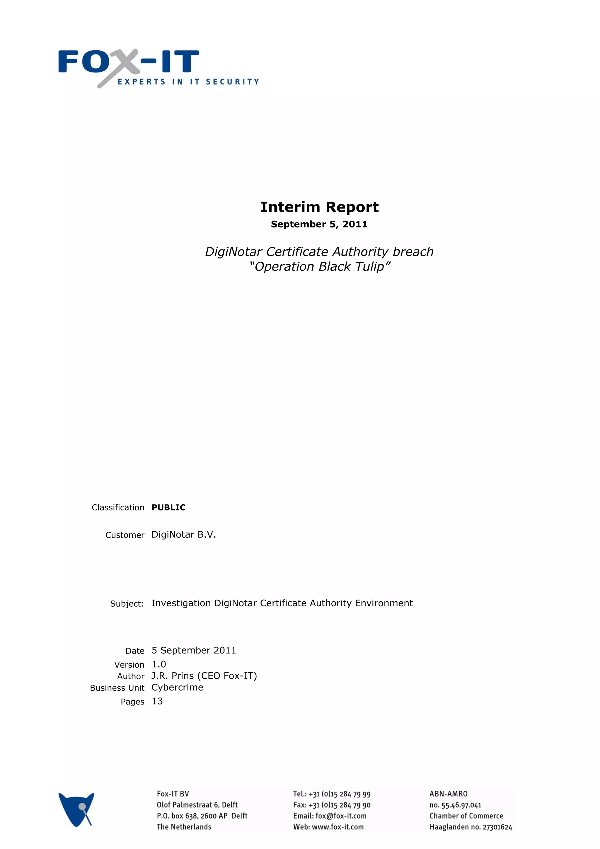 Diginotar Hack - Black-tulip | PDF