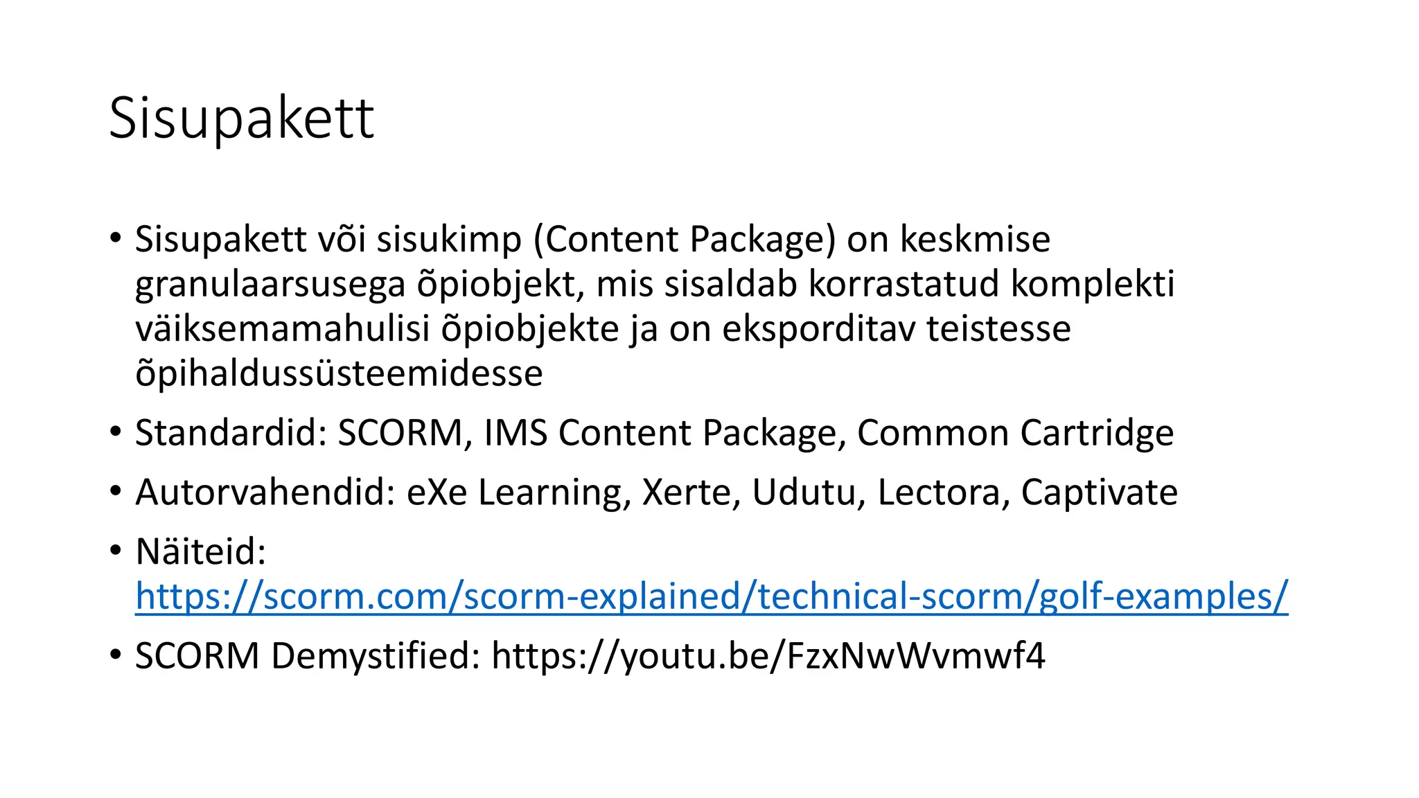 Digiõppevara 2: sisupaketid, standardid, testid | PPTX