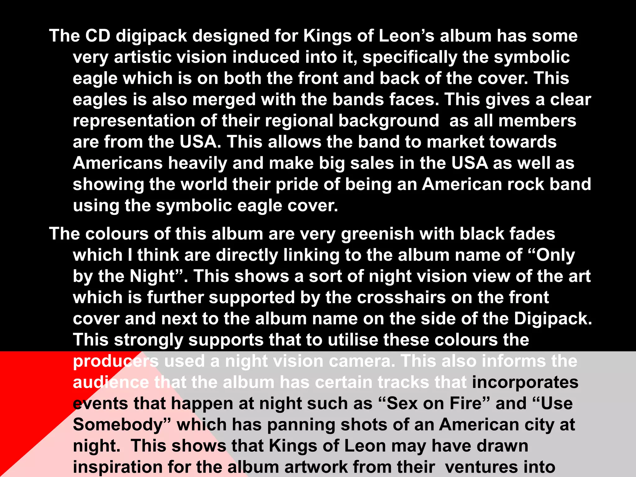 Digipack analysis | PPTX | Album-oriented Rock | Rock Music