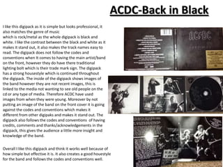 Digipack anaysis | PPTX | Album-oriented Rock | Rock Music