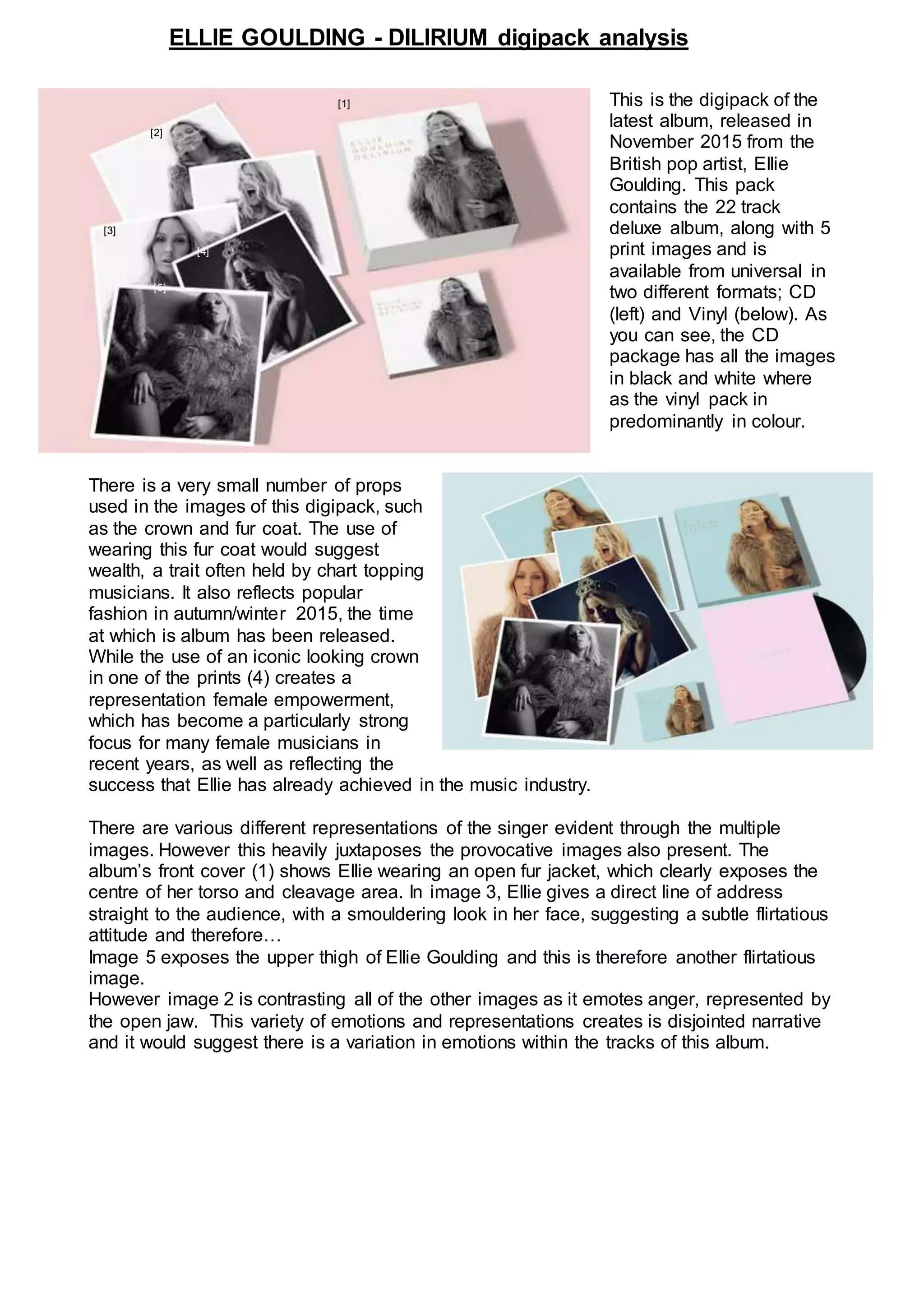Digipack Analysis - Ellie Goulding DELIRIUM | DOCX