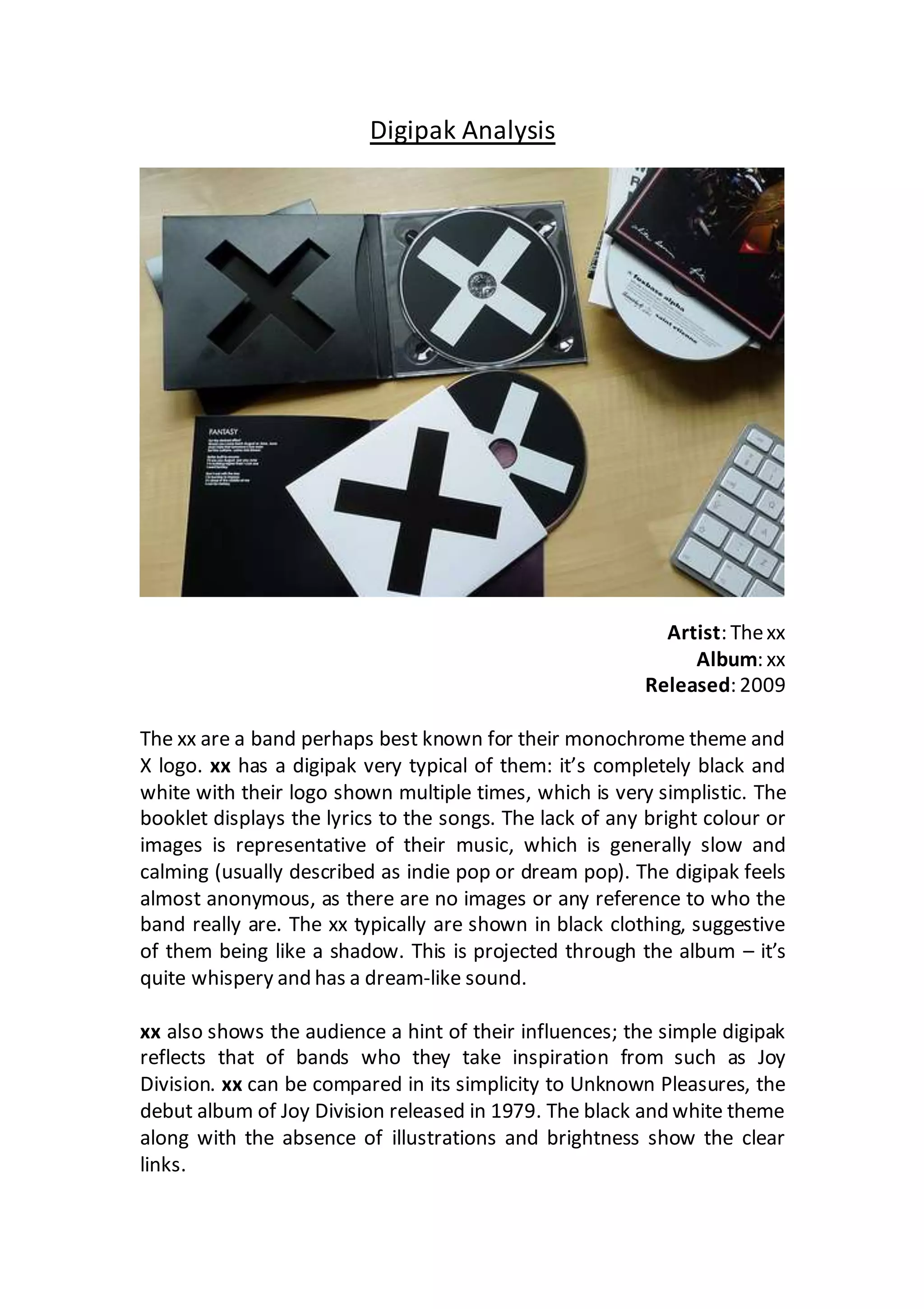 The xx / xx Digipak analysis | DOCX