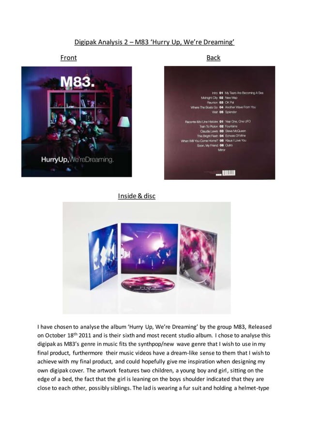 Digipak analysis 2 m83 hurry up, we're dreaming | PDF