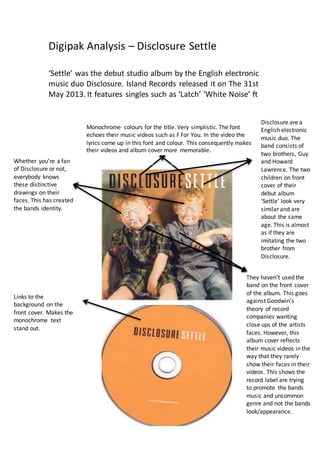 Digipak analysis – disclosure settle | PDF