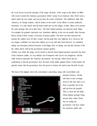 Digipak analysis green day american idiot | DOCX
