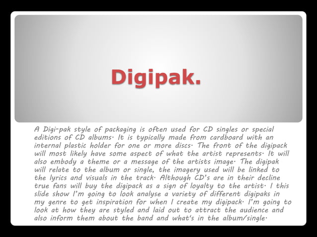 Digipak presentation. | PPT