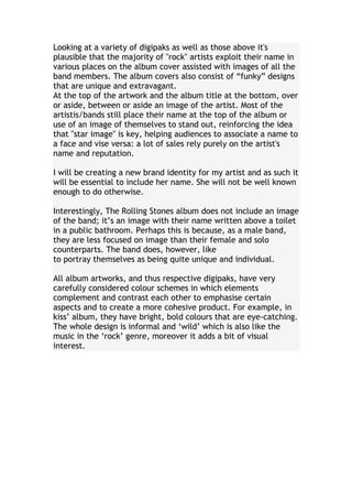 Digipak research | DOCX | Album-oriented Rock | Rock Music