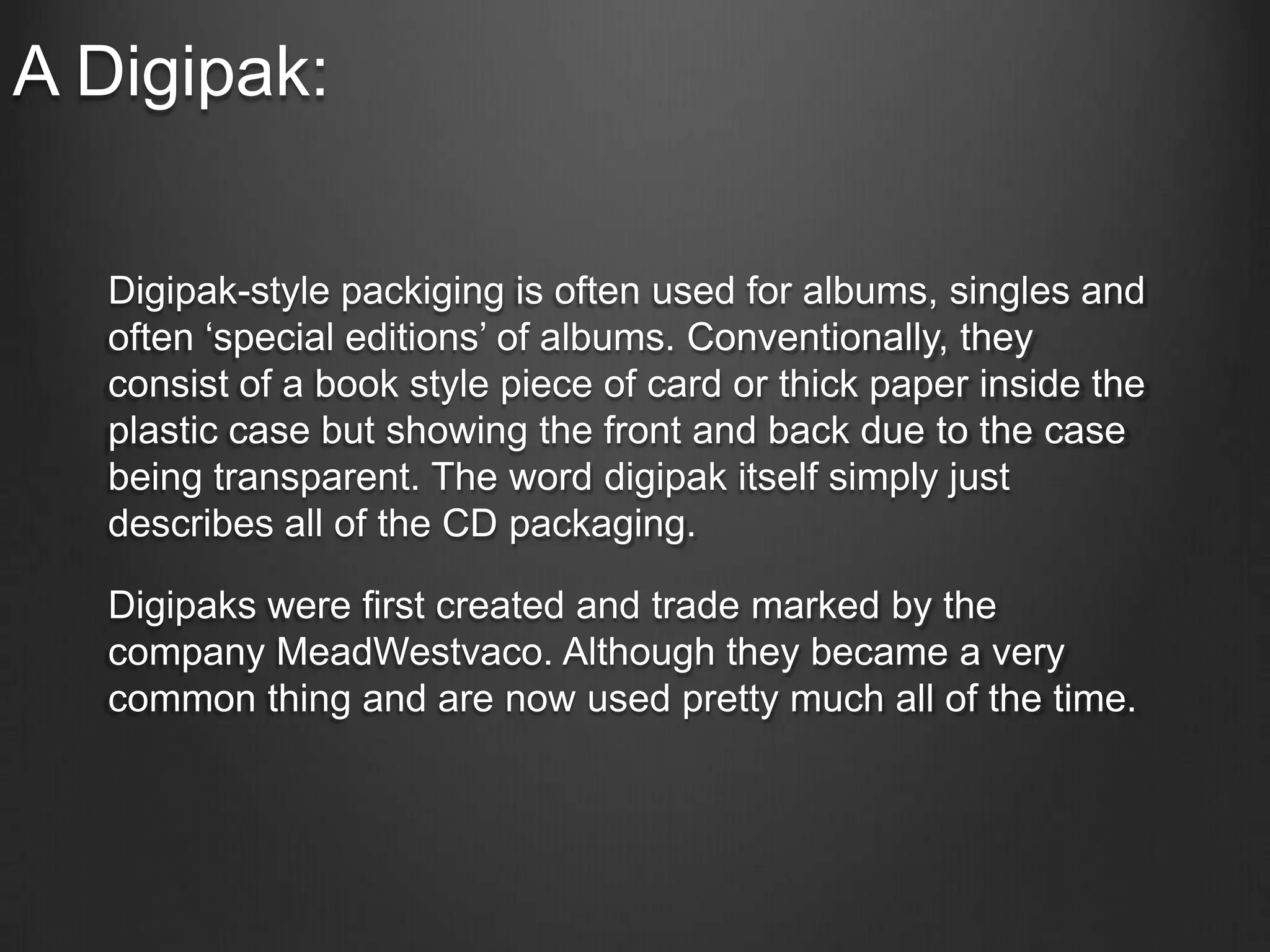 Digipaks | PPTX | Music | Entertainment