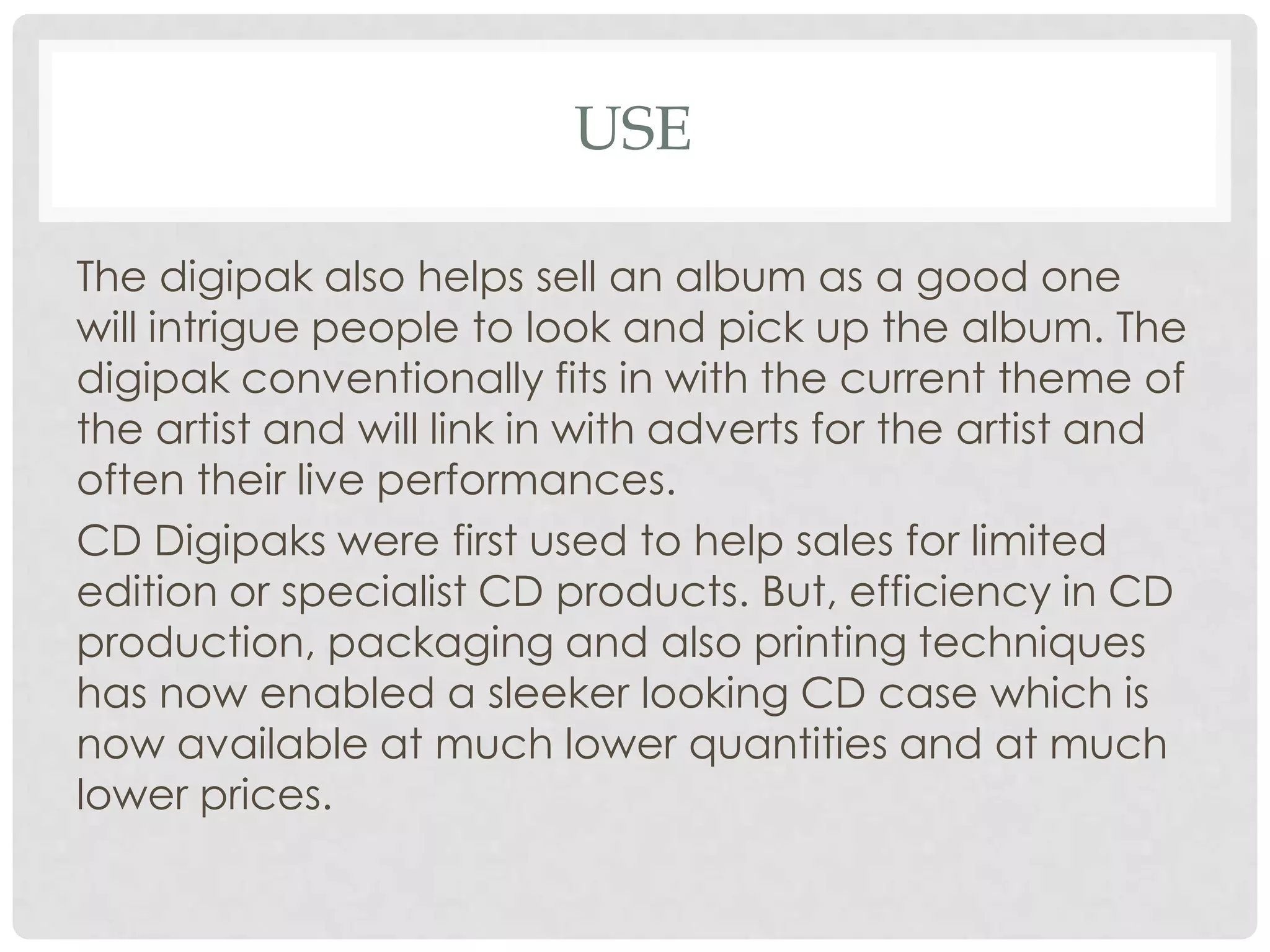 Digipaks research and analysis | PPT