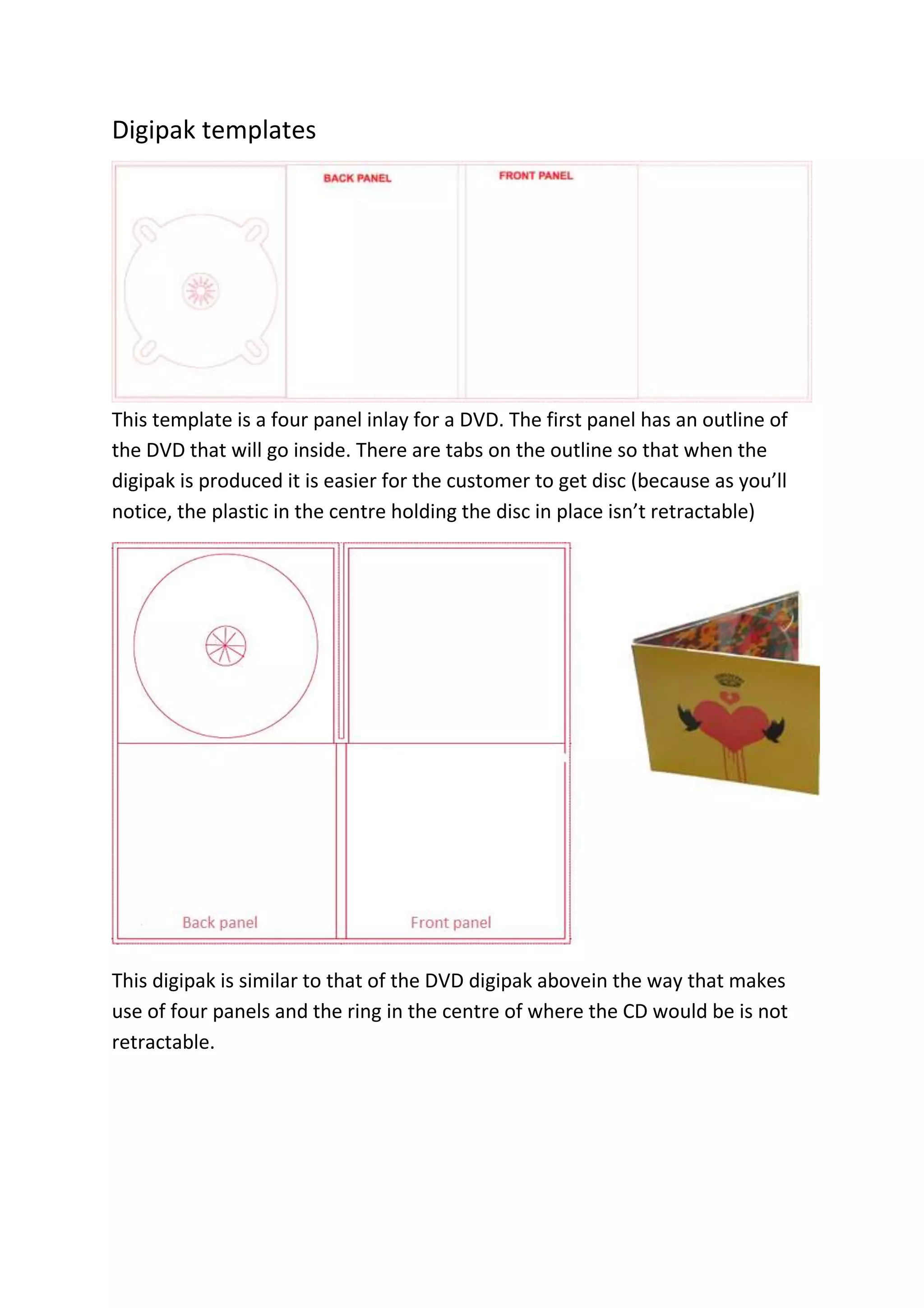 Digipak templates | DOCX