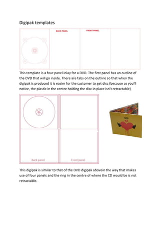 Digipak templates | DOCX