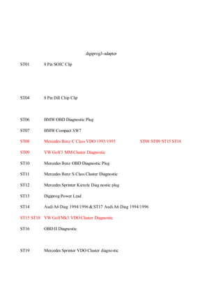 Digiprog 3 adapter cable manual | PDF