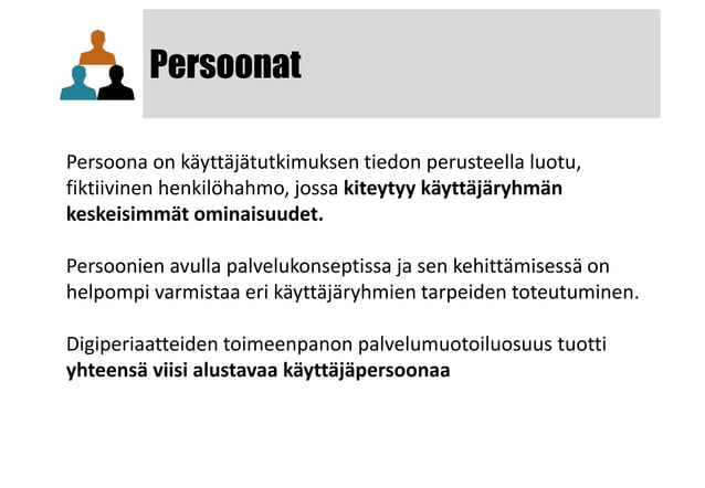 Digitalisoinnin periaatteet, toimeenpano, persoonat | PPT