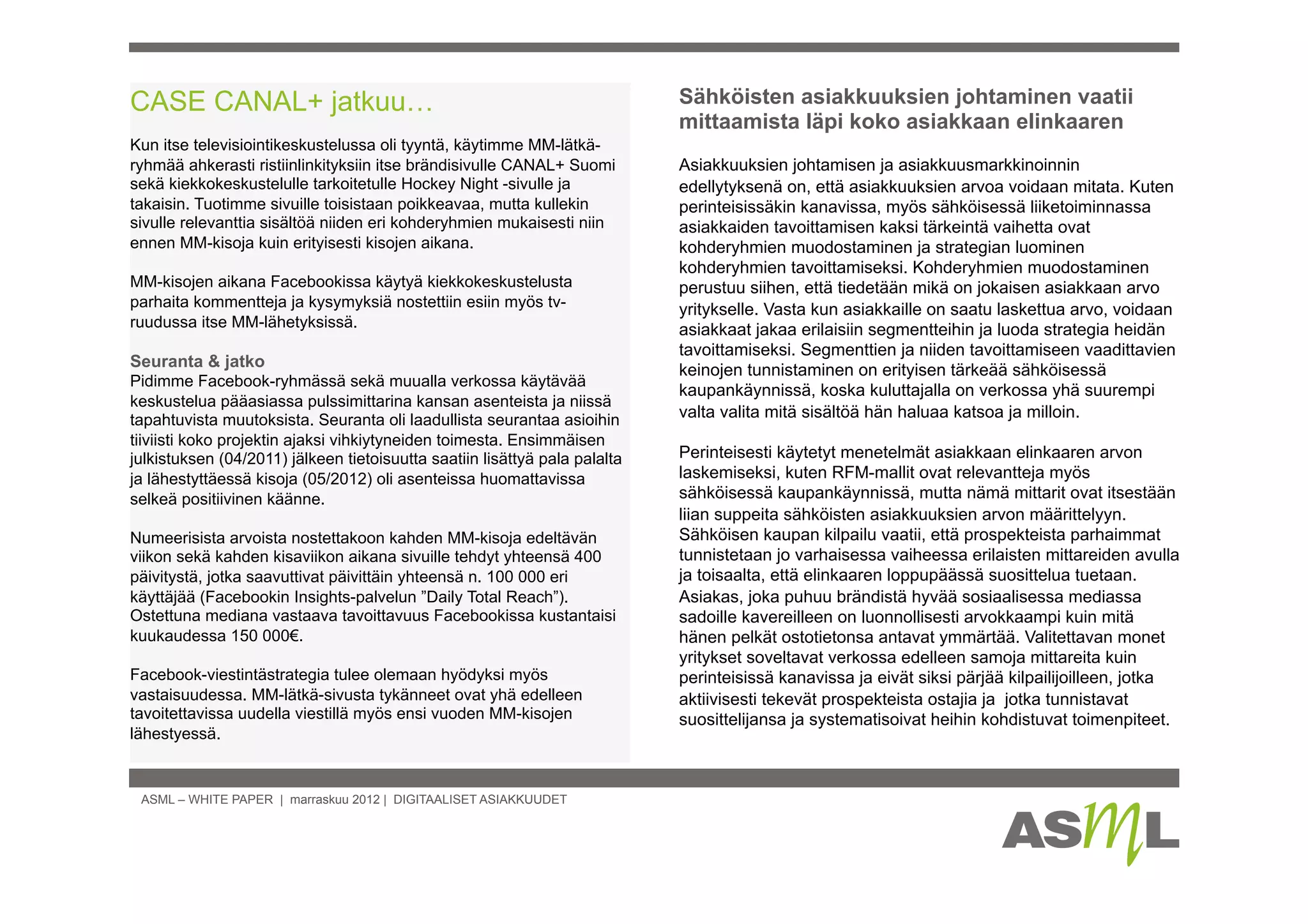Digitaalinen asiakkuus asml 11 2012 | PPT
