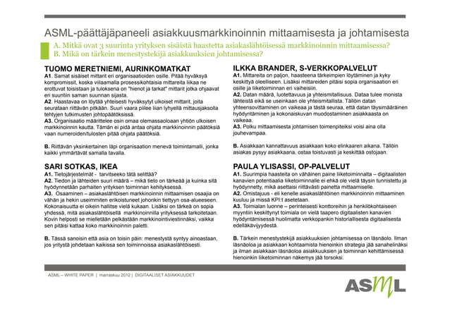 Digitaalinen asiakkuus asml 11 2012 | PPT