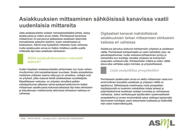 Digitaalinen asiakkuus asml 11 2012 | PPT