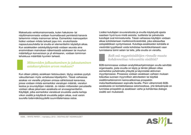 Digitaalinen asiakkuus asml 11 2012 | PPT