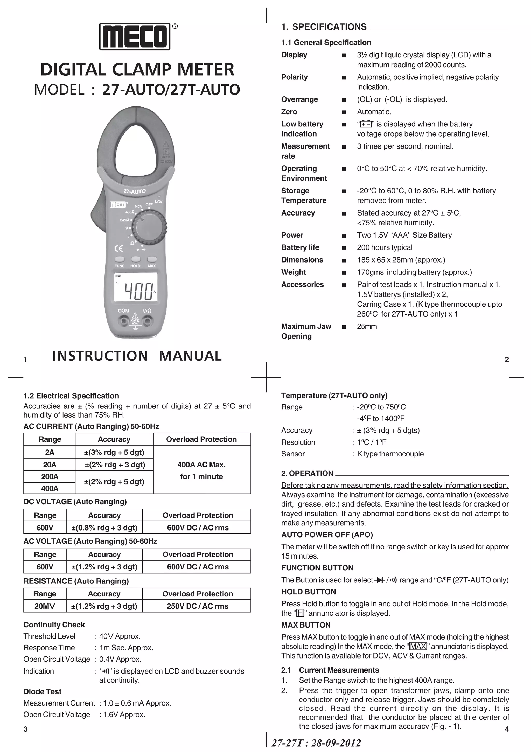 Digital clampmeters | PDF