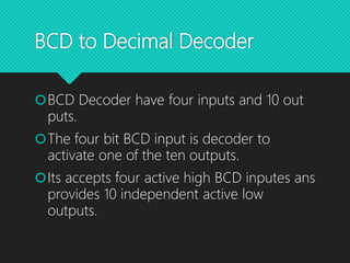 Digital electronics- BCD & Decoder | PPTX