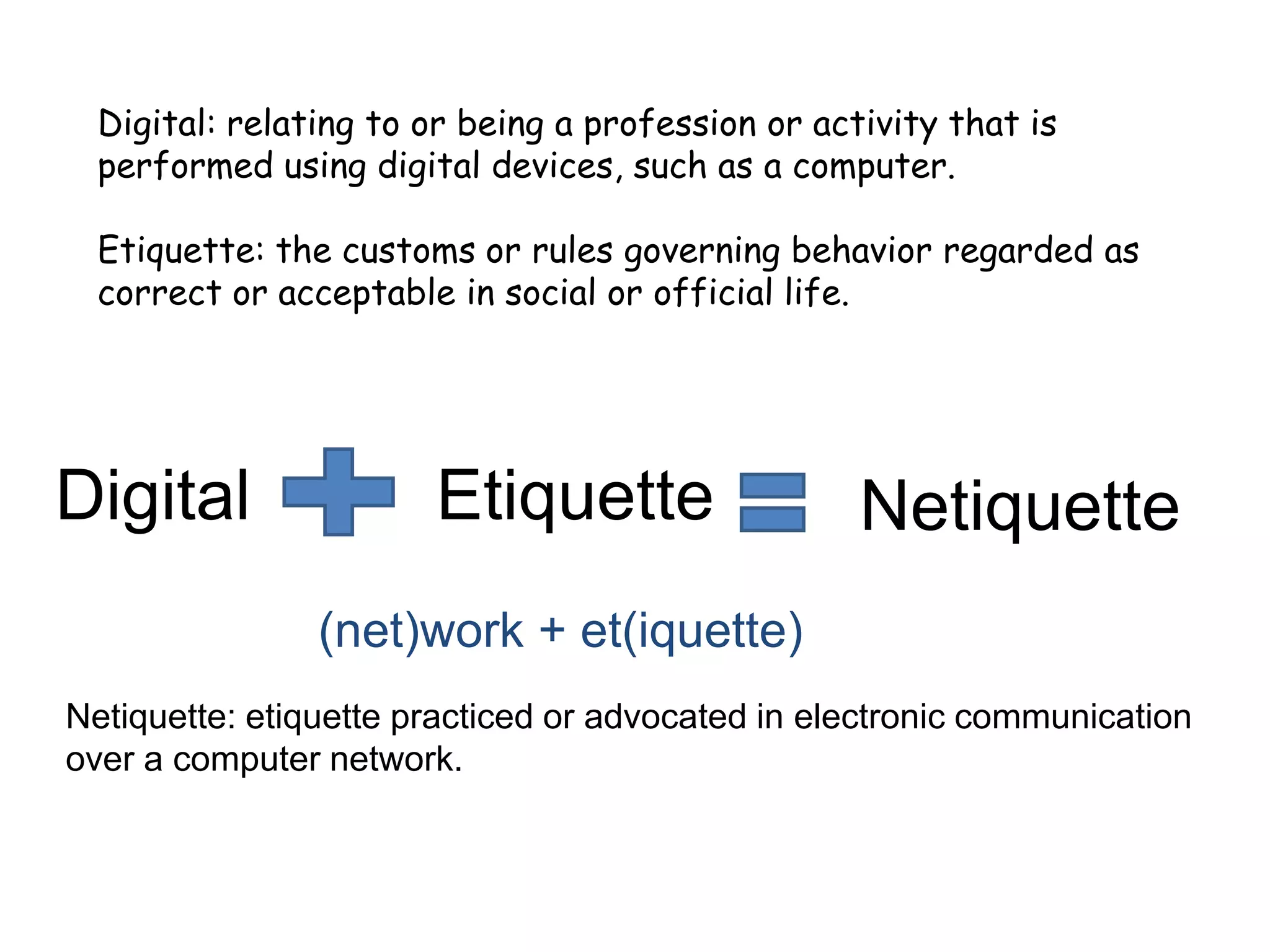 Digital etiquette for wiki presentation | PPSX