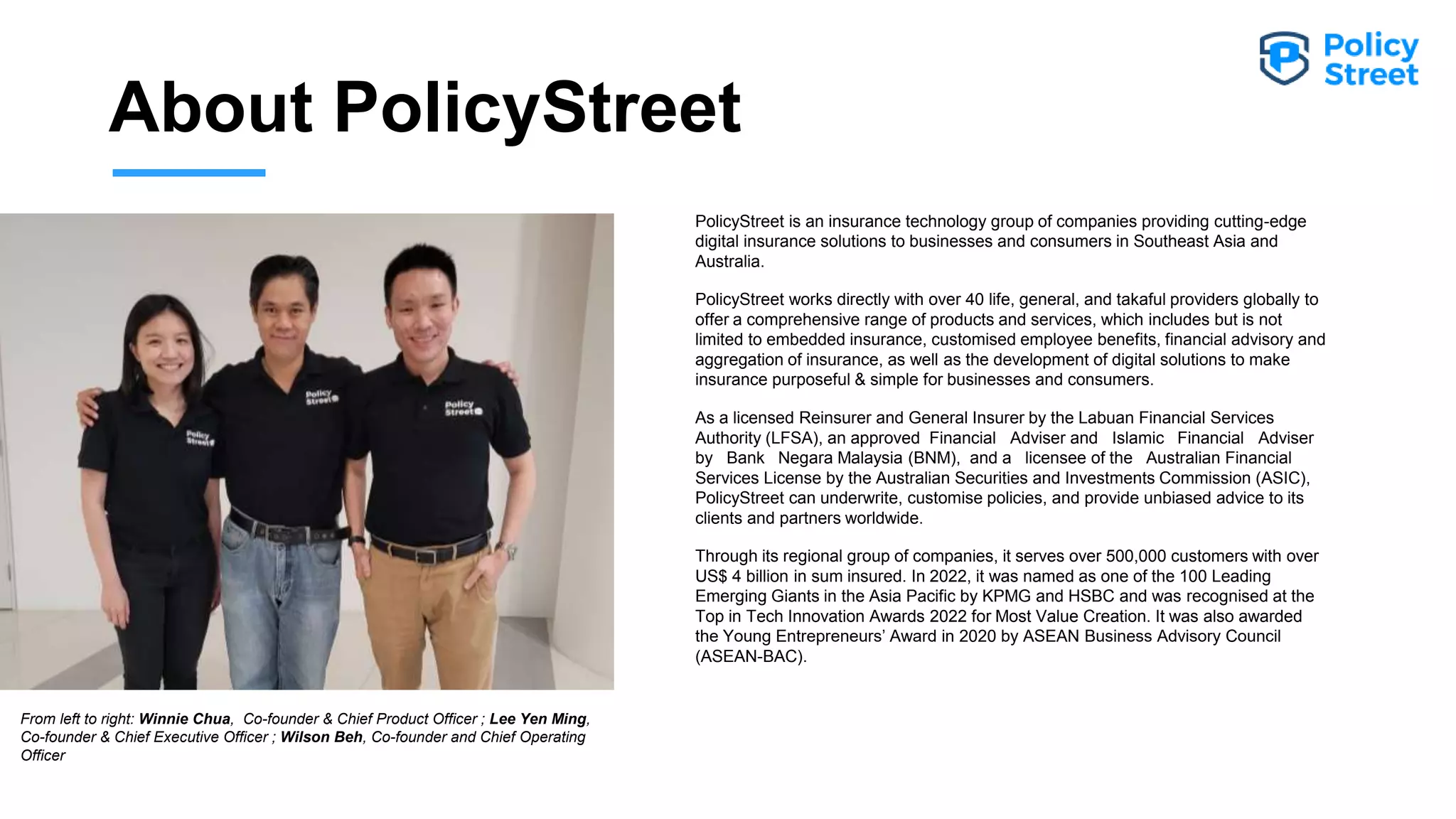 PolicyStreet - Insurtech Innovation Award 2023 | PPTX