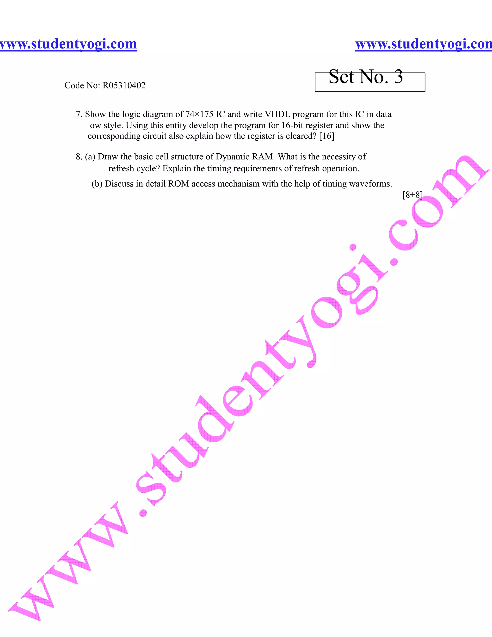 Digital Ic Applications Jntu Model Paper{Www.Studentyogi.Com} | PDF