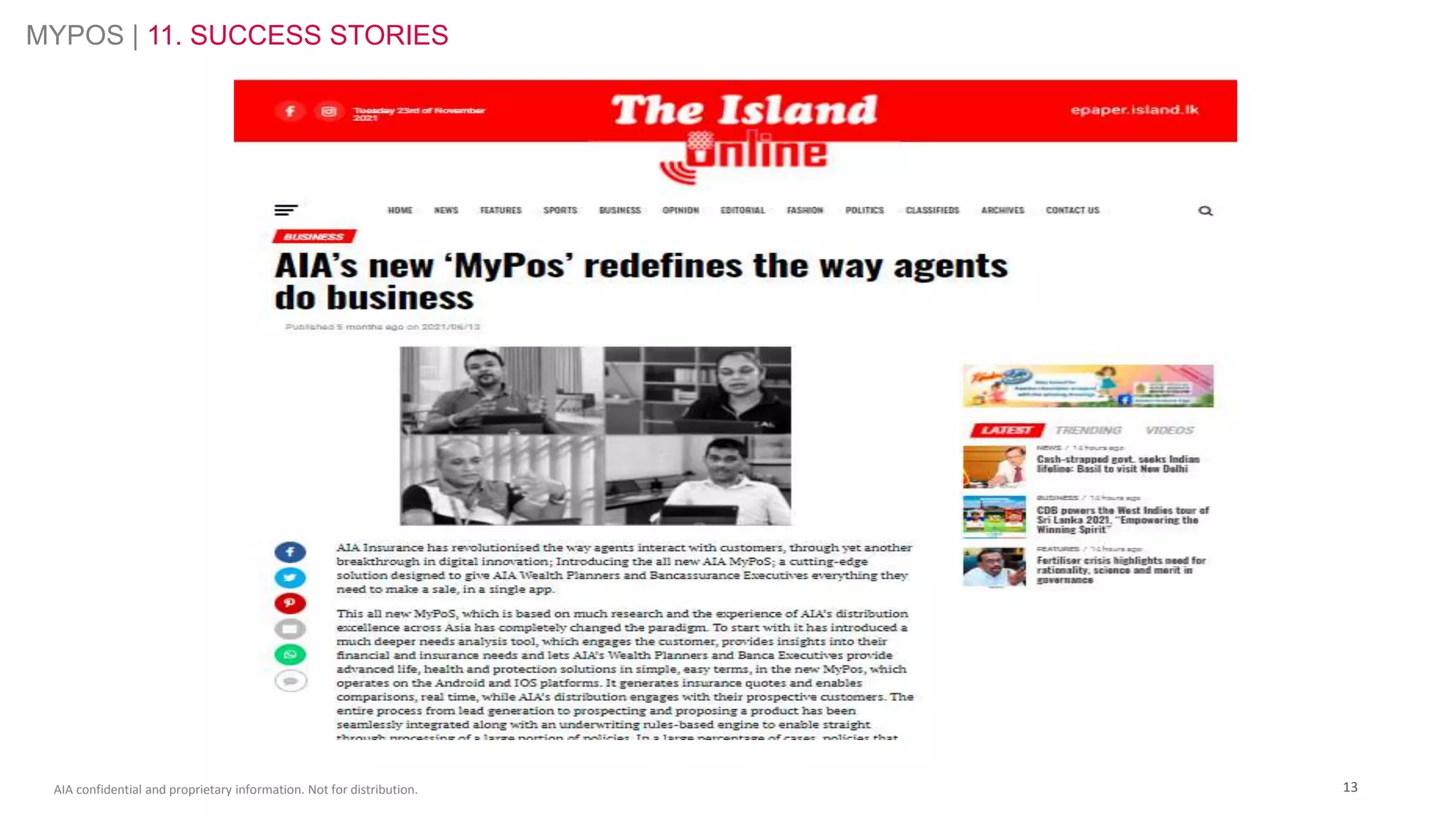 AIA Insurance Lanka Ltd - Insurer transformation Award 2022 | PPTX