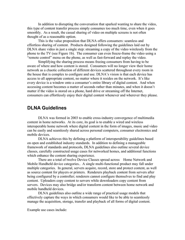 Digital Living Network Alliance's Overview White Paper | PDF