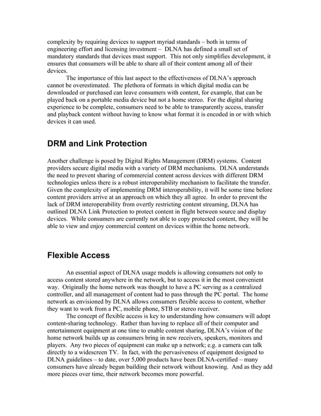 Digital Living Network Alliance's Overview White Paper | PDF