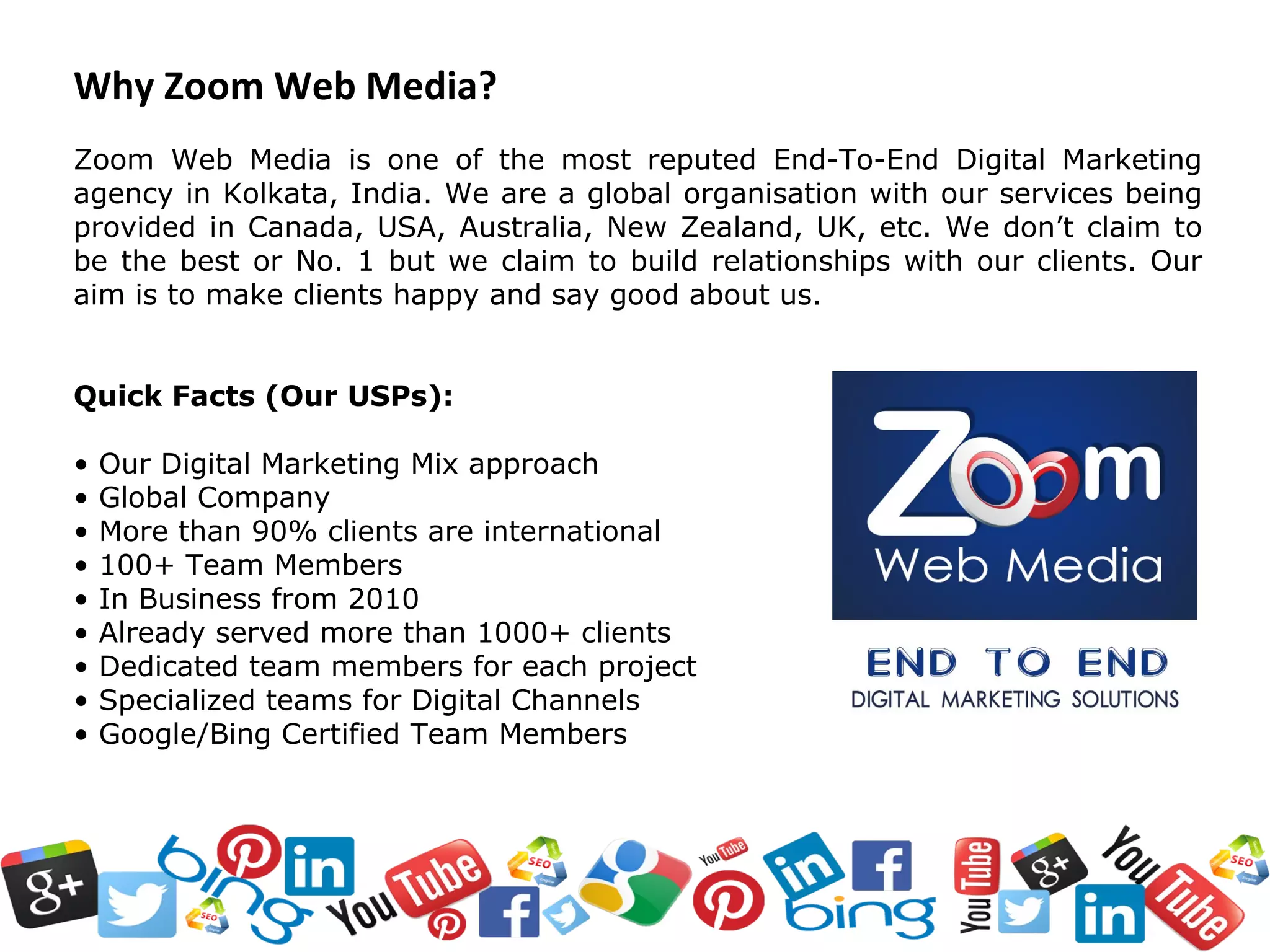 Zoom Web Media - Digital marketing Service Offerings | PPT
