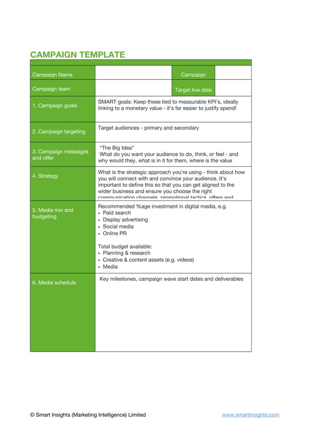 Digital marketing-campaign-planning-template | DOC | Internet | Computing