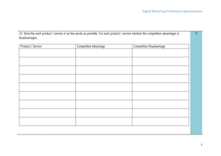Digital Marketing Preliminary Questionnaire | PDF