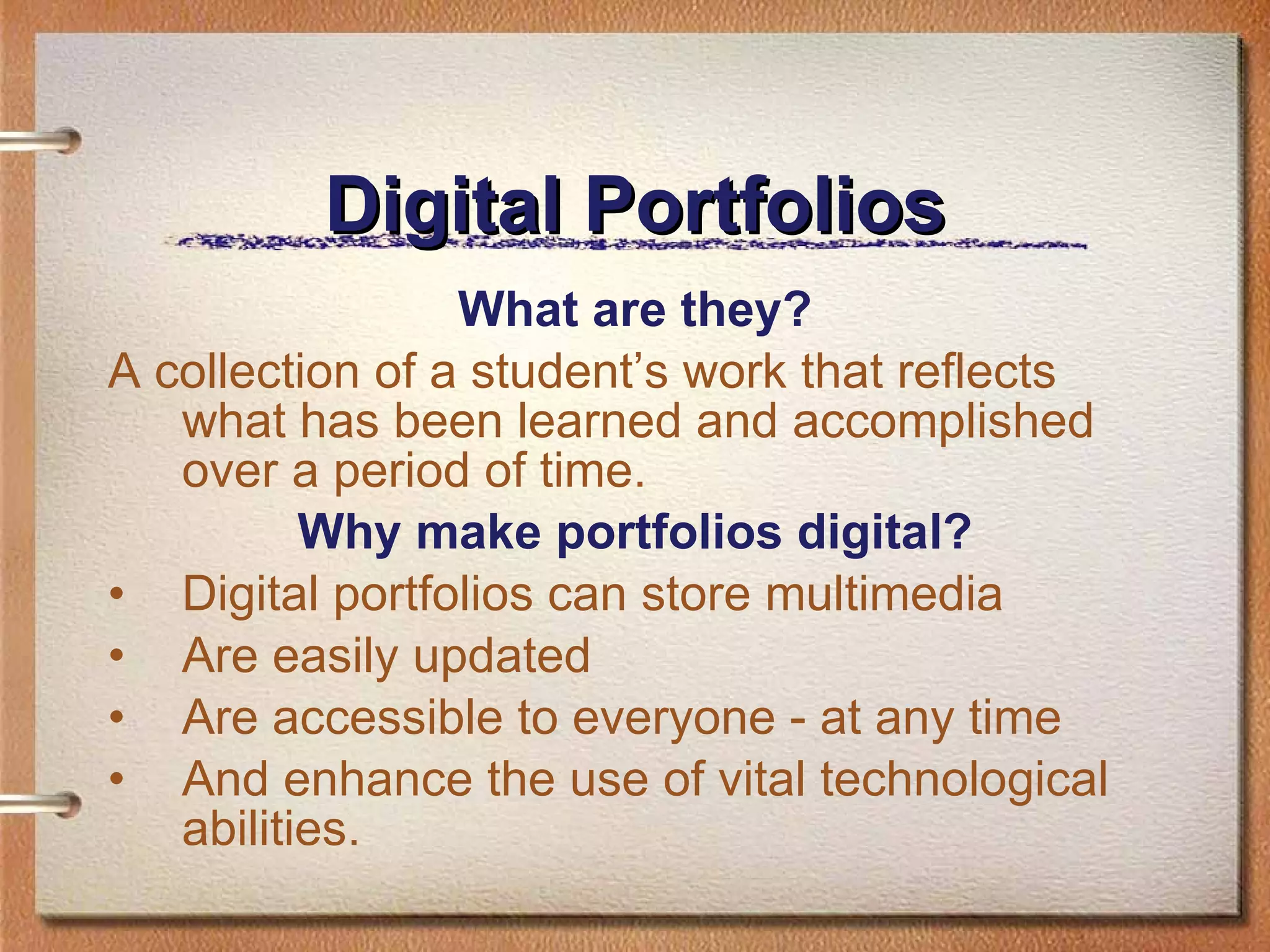 Digital Portfolios Overview | PPT