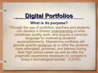 Digital Portfolios Overview | PPT | Education